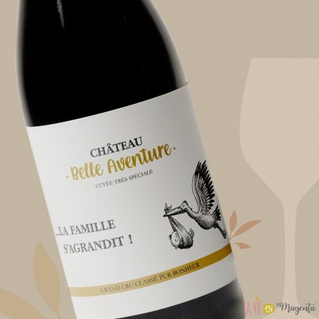 etiquette bouteille vin famille s'agrandit